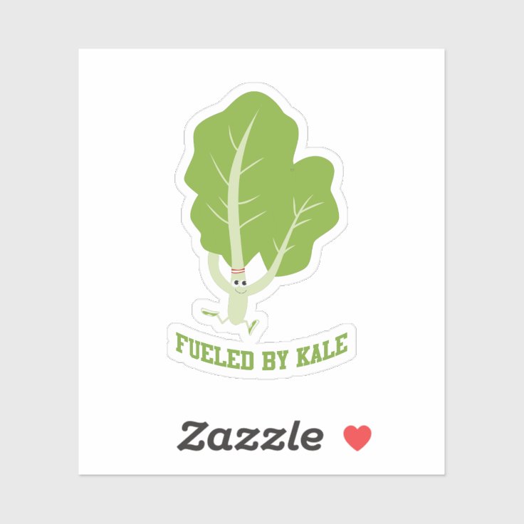 Funny Fueled by Kale Running Cartoon Kale Sticker | Zazzle