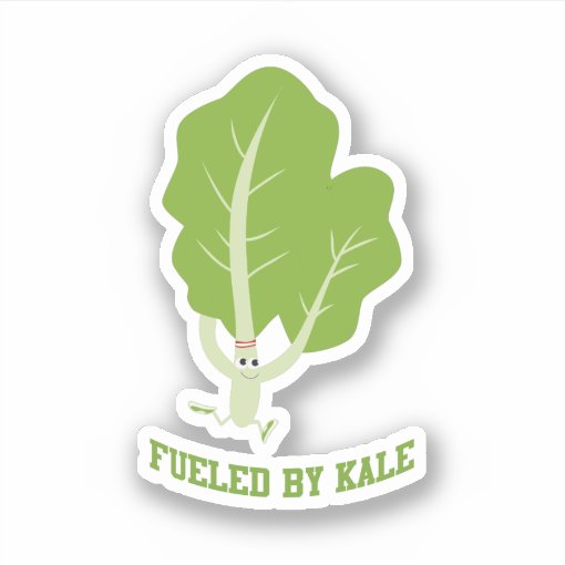 Funny Fueled by Kale Running Cartoon Kale Sticker | Zazzle