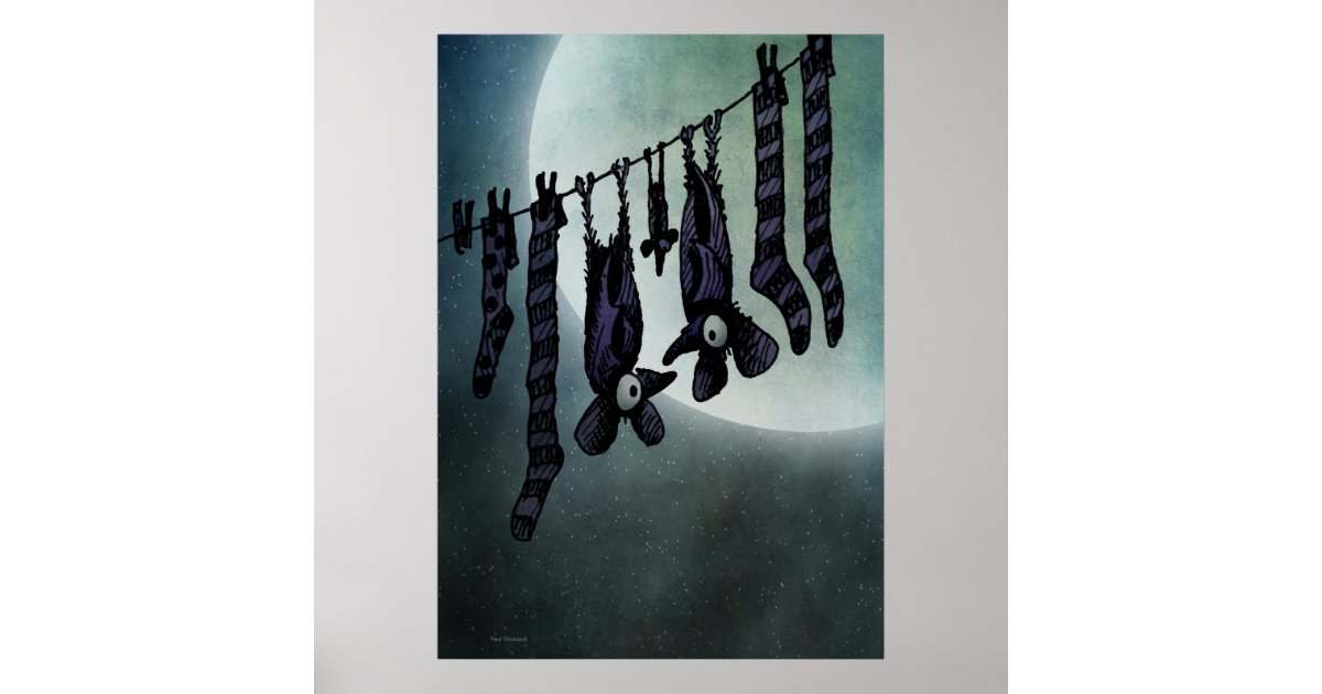 Funny Full Moon Bats Poster | Zazzle