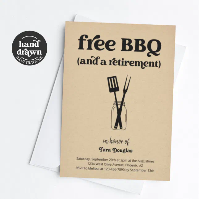 Funny Fun Free BBQ & a Retirement Party Invitation | Zazzle