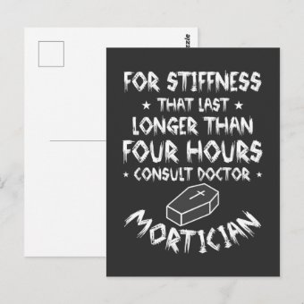 Funny Funeral Director Humor Mortician Profession Postcard | Zazzle