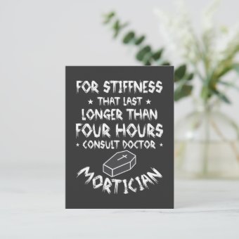 Funny Funeral Director Humor Mortician Profession Postcard | Zazzle