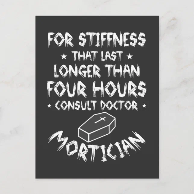 Funny Funeral Director Humor Mortician Profession Postcard | Zazzle