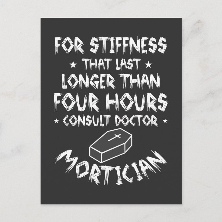 Funny Funeral Director Humor Mortician Profession Postcard | Zazzle