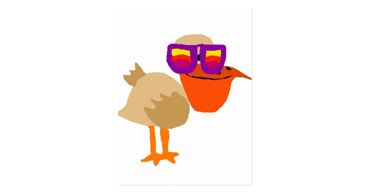Funny Funky Pelican Wearing Sunglasses Art Postcard | Zazzle.com