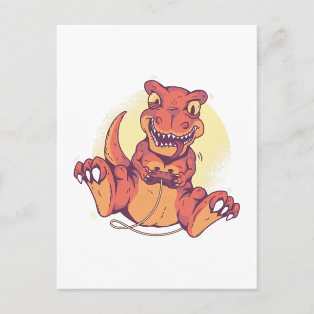 Funny Gaming Dinosaur T-Rex Gamer Cool Kids Adults Postcard | Zazzle