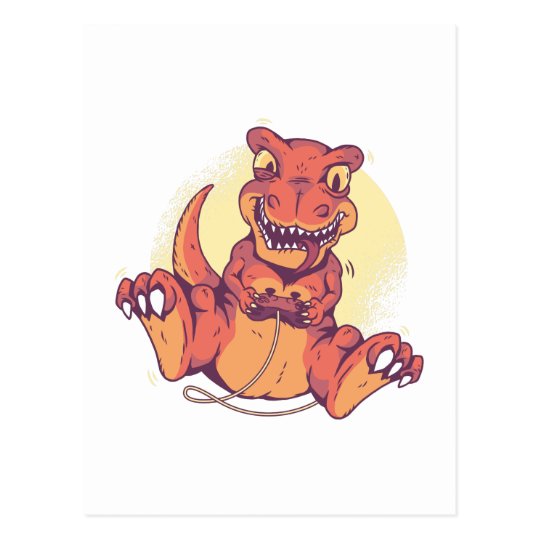 Funny Gaming Dinosaur T-Rex Gamer Cool Kids Adults Postcard | Zazzle.com