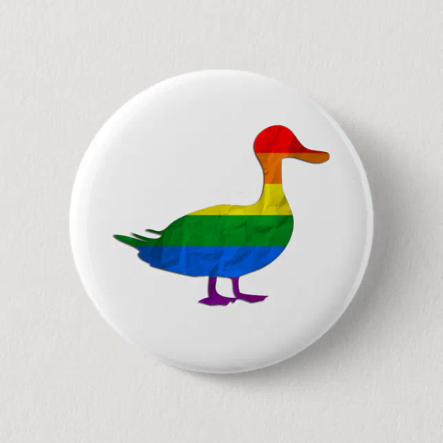 Funny Gay and Lesbian Pride Duck, Quack Quack Pinback Button | Zazzle