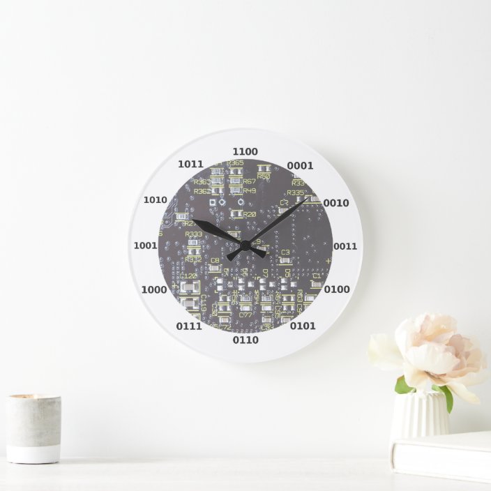 Funny Geek Binary Clock With Circuit Board Effect | Zazzle.com