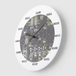 Funny Geek Binary Clock With Circuit Board Effect | Zazzle