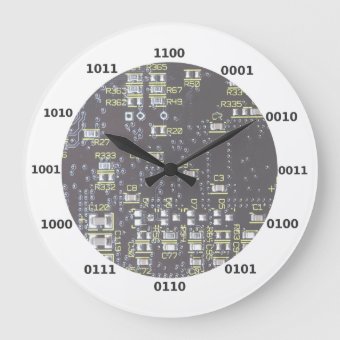 Funny Geek Binary Clock With Circuit Board Effect | Zazzle