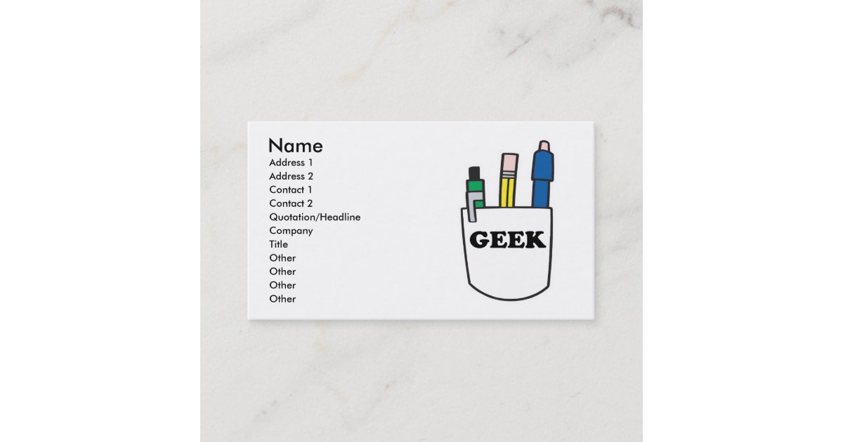 Funny GEEK Pocket Protector Business Cards | Zazzle