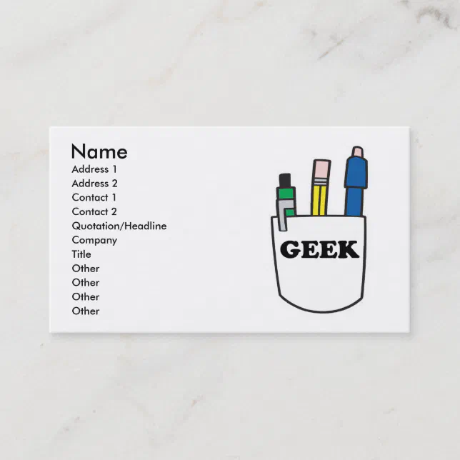 Funny GEEK Pocket Protector Business Cards | Zazzle