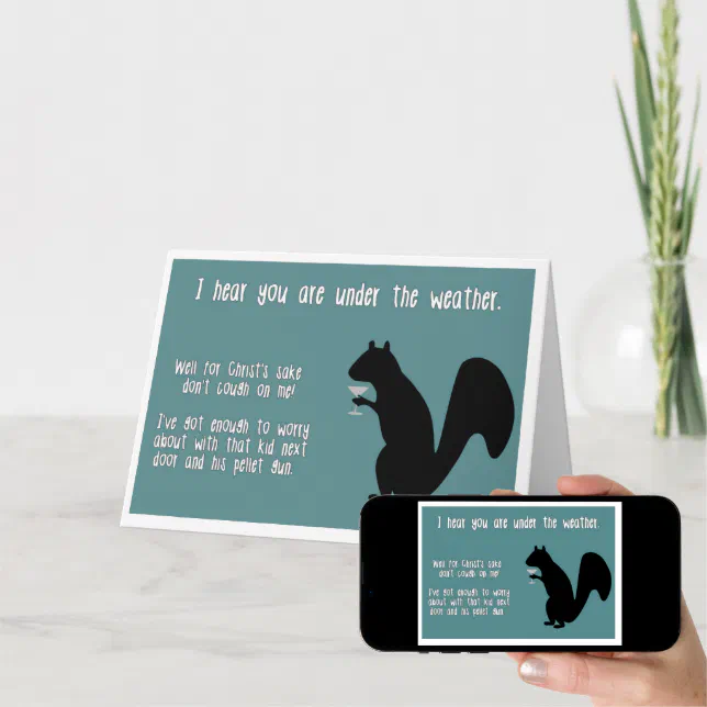 Funny Get Well Card with Squirrel | Zazzle