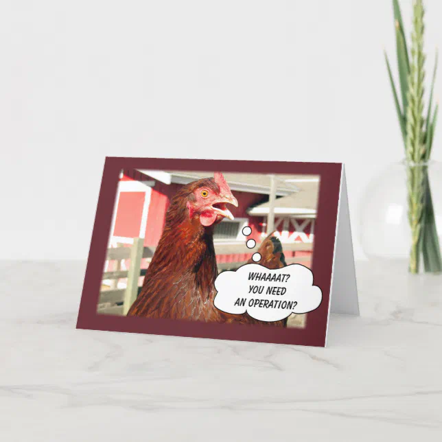 Funny Get Well Chicken Pun for Surgery Operation Card | Zazzle