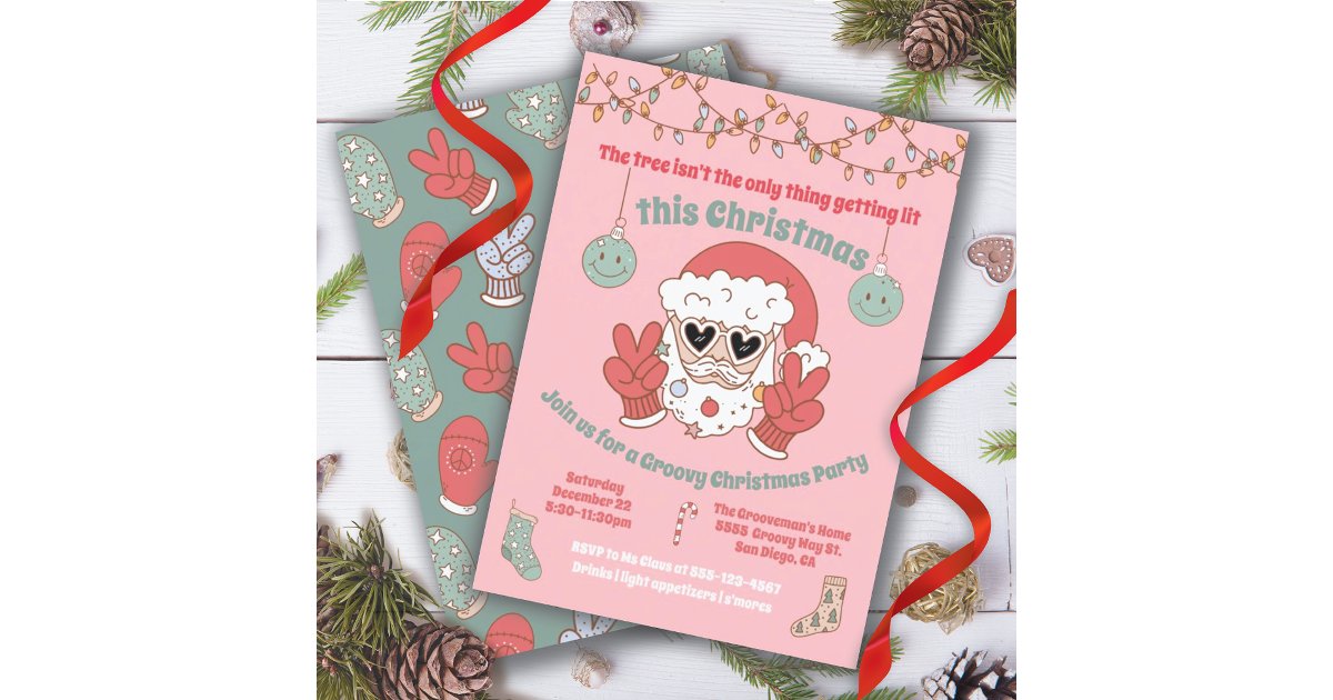 Funny Getting Lit Santa Christmas Party Invitation | Zazzle