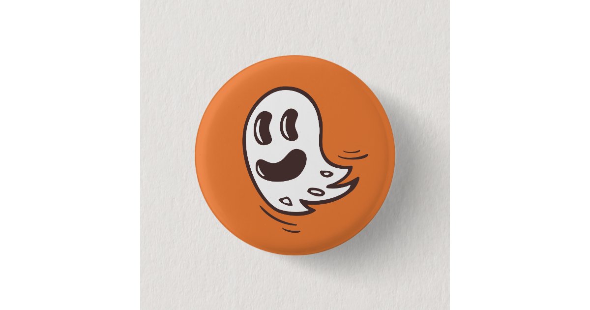 Funny Ghost Illustration Button | Zazzle