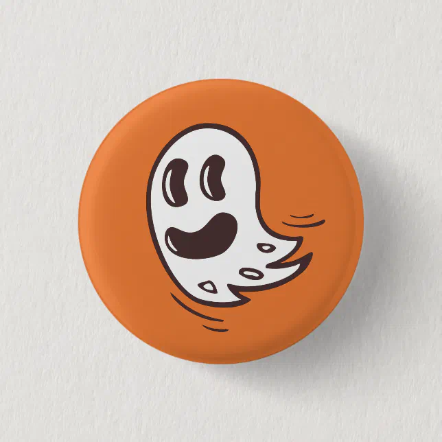 Funny Ghost Illustration Button | Zazzle