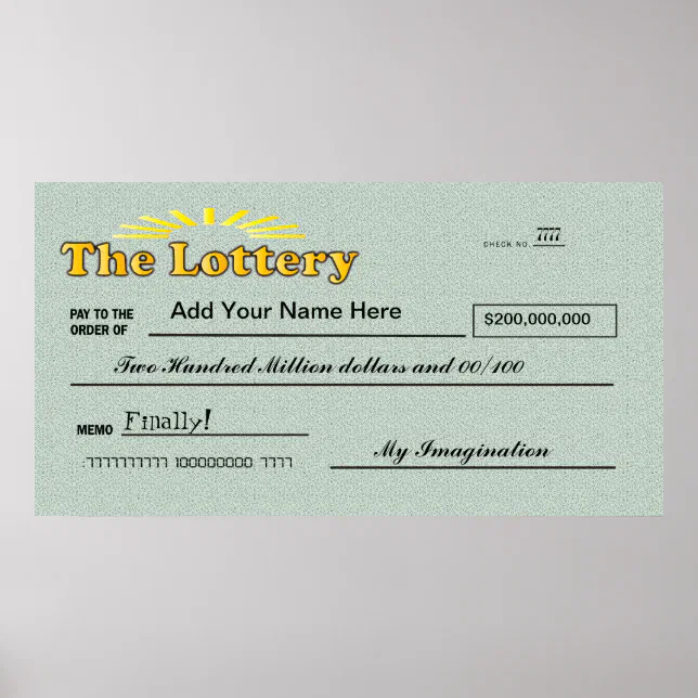 Funny Giant Lottery Check Poster | Zazzle