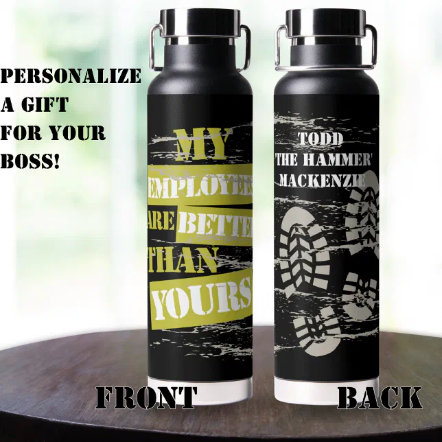 Funny Gift for Construction Boss Contractor Water Bottle | Zazzle