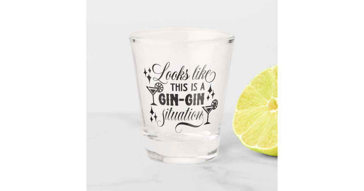 Funny Gin Word Art Shot Glass Zazzle