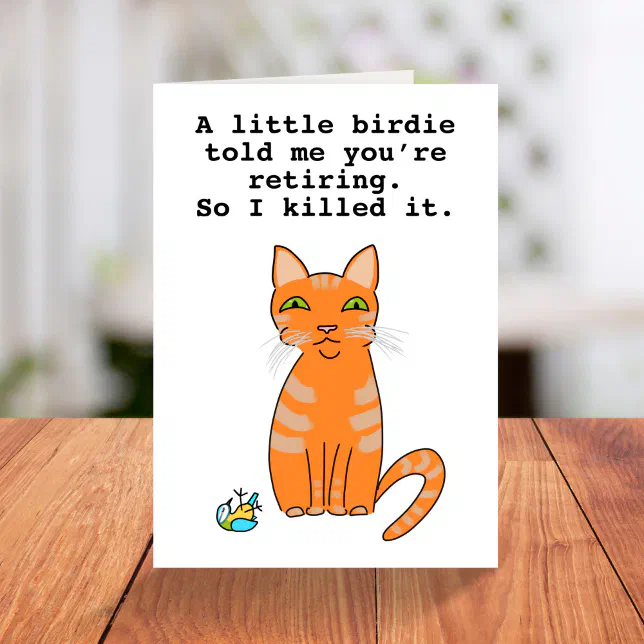 Funny ginger cat retirement card | Zazzle