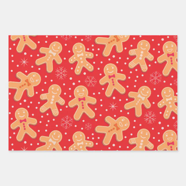 Funny Gingerbread man cookies pattern Wrapping Paper Sheets | Zazzle