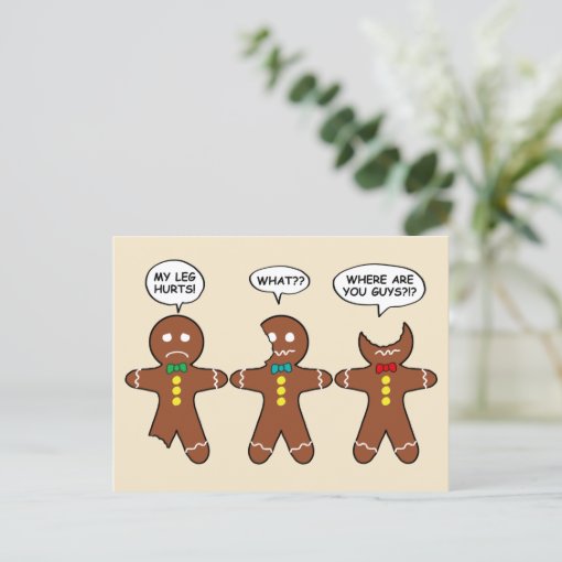 Funny Gingerbread Men Cookies Holiday Postcard | Zazzle
