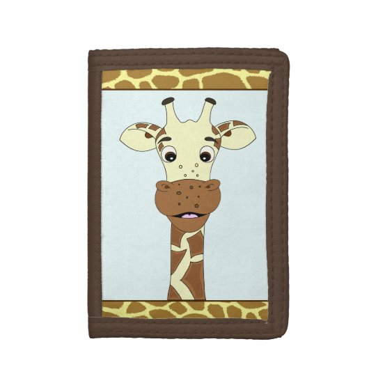 Funny giraffe cartoon kids tri-fold wallet | Zazzle.com