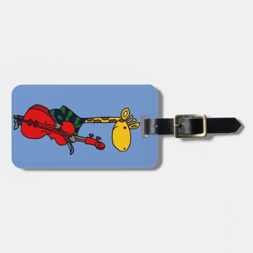 Funny Giraffe Playing Cello Art Luggage Tag | Zazzle