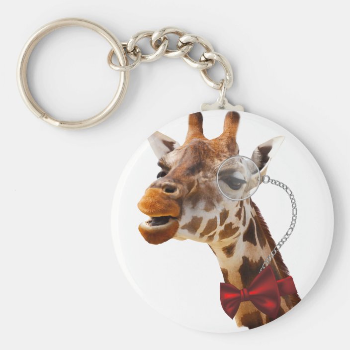 Funny Giraffe with Bowtie and Monocle Keychain | Zazzle.com