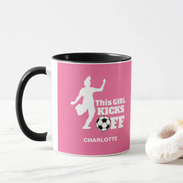 Funny Girl Soccer Player Personalized Graphic Mug | Zazzle
