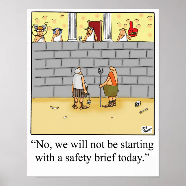 Funny Gladiator Safety Brief Poster | Zazzle