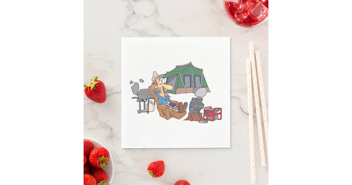 Funny Glamping Cartoon Luxury Camping Napkins | Zazzle