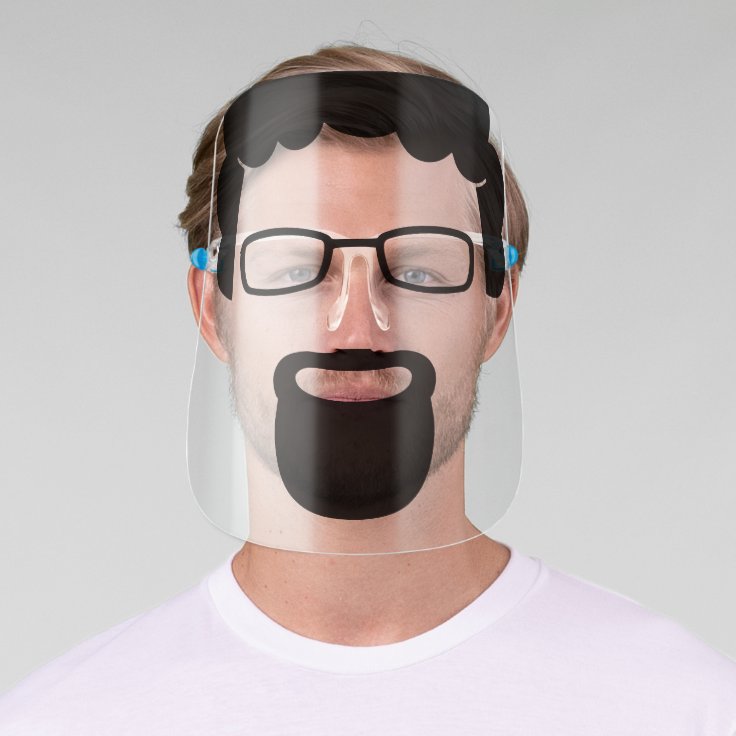 Funny Glasses Beard and Hair Disguise Face Shield | Zazzle
