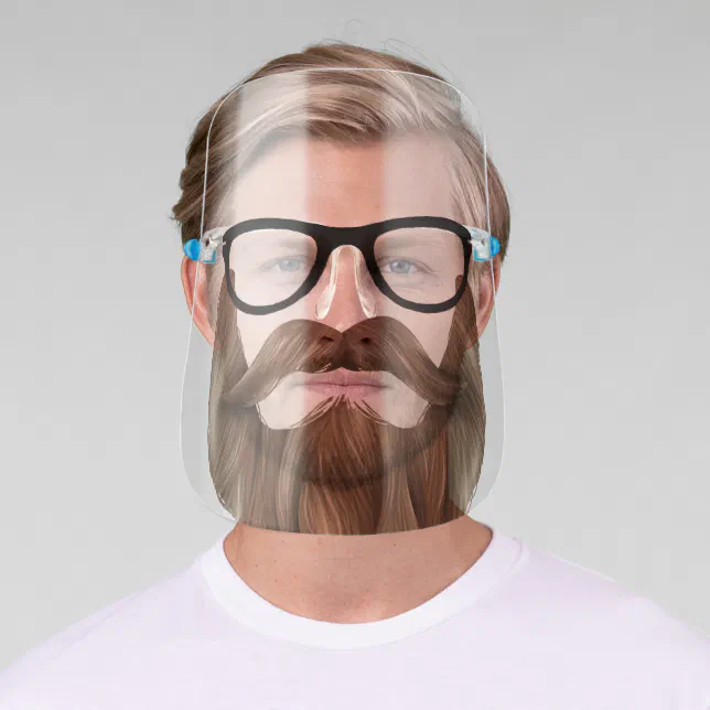 Funny Glasses Blond Beard & Mustache Facial Hair Face Shield | Zazzle