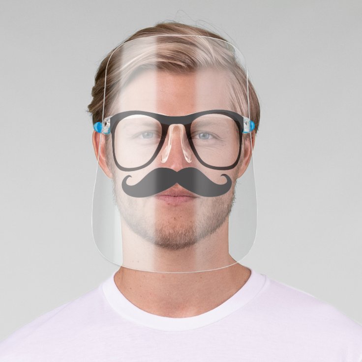 Funny Glasses Moustache Mustache Disguise Face Shield | Zazzle