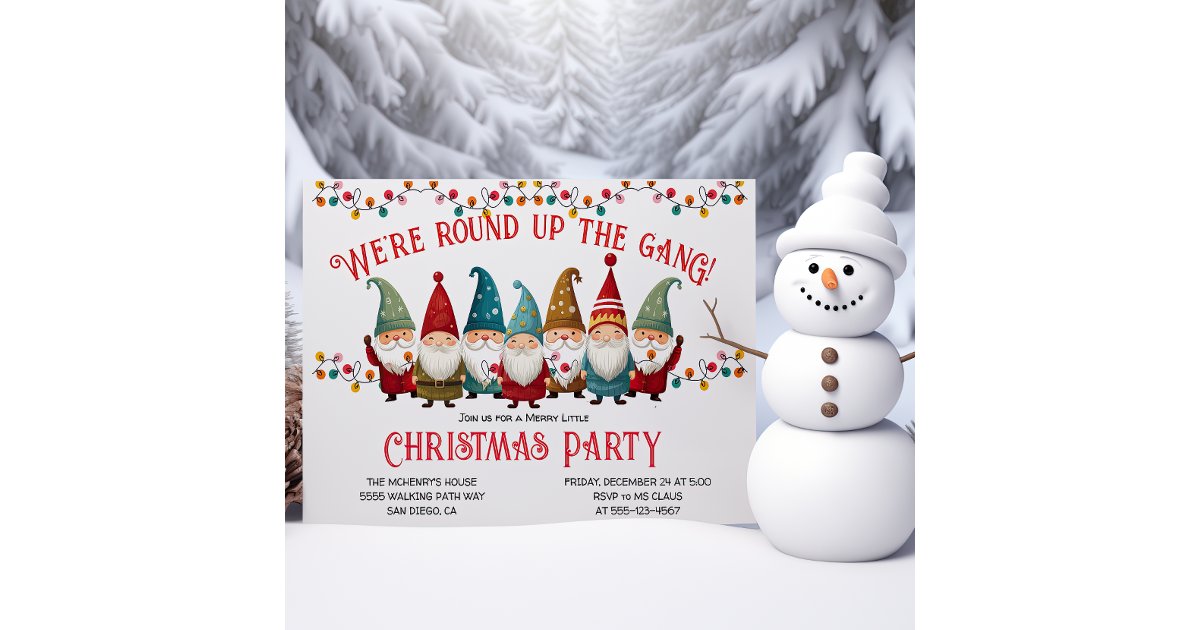 Funny Gnomes Holiday Christmas Party Invitation | Zazzle