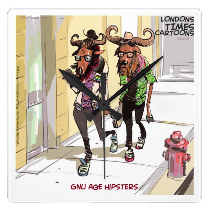Funny Gnu Age Hipsters Rick London Wall Clock | Zazzle