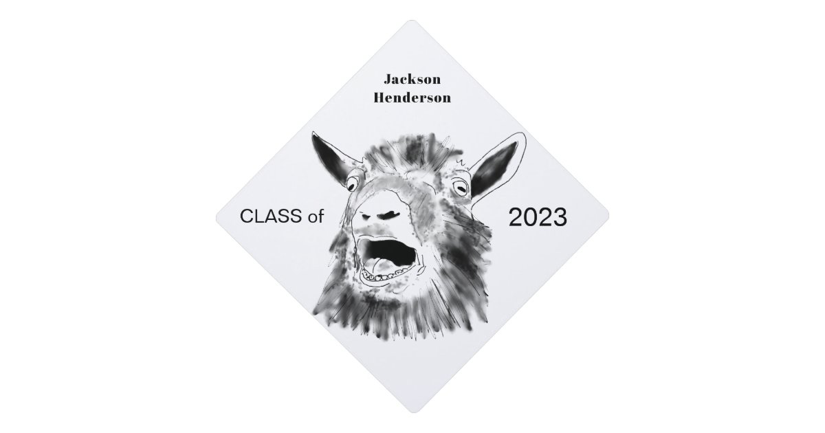 Funny Goat Drawing Graduation Cap Topper | Zazzle