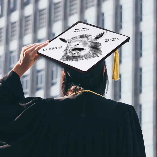 Funny Goat Drawing Graduation Cap Topper | Zazzle