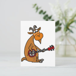 Funny Goat Playing Banjo Art Postcard | Zazzle