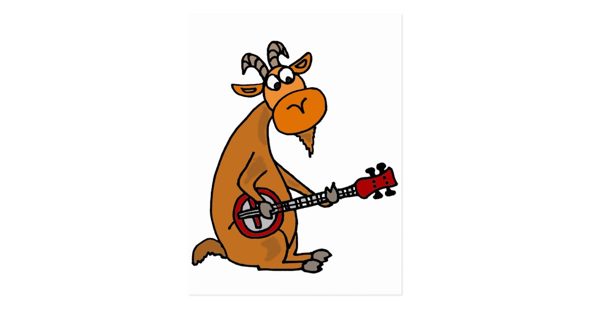 Funny Goat Playing Banjo Art Postcard | Zazzle.com