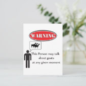 Funny Goat Warning Postcard | Zazzle