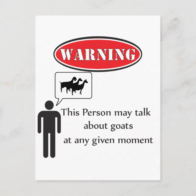 Funny Goat Warning Postcard | Zazzle