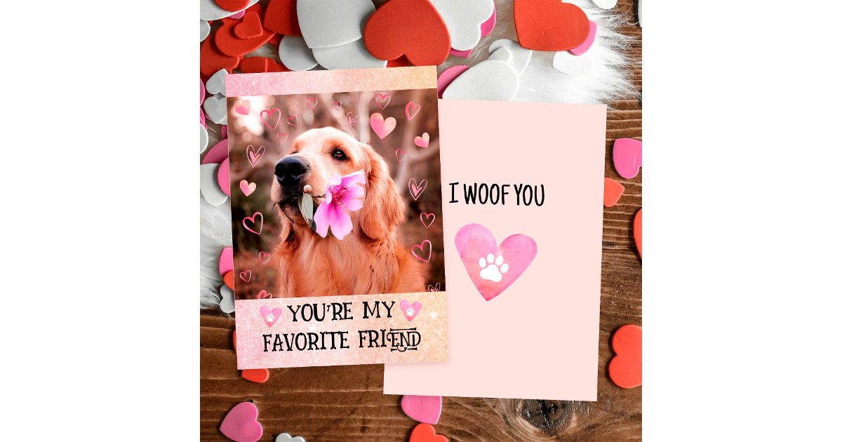 Funny Golden Retriever I Woof You Valentine's Day Holiday Card | Zazzle