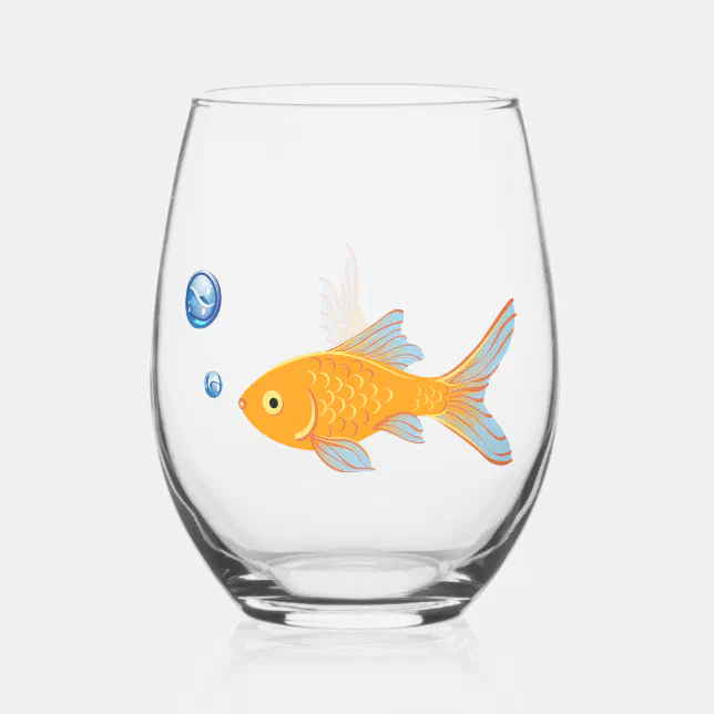Funny Goldfish Gifts Custom Novelty Stemless Wine Glass | Zazzle