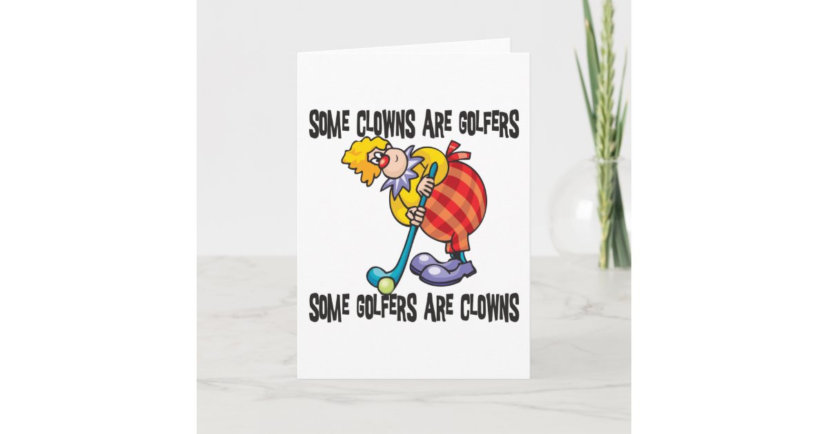 Funny Golf Clown Golfing Holiday Card | Zazzle