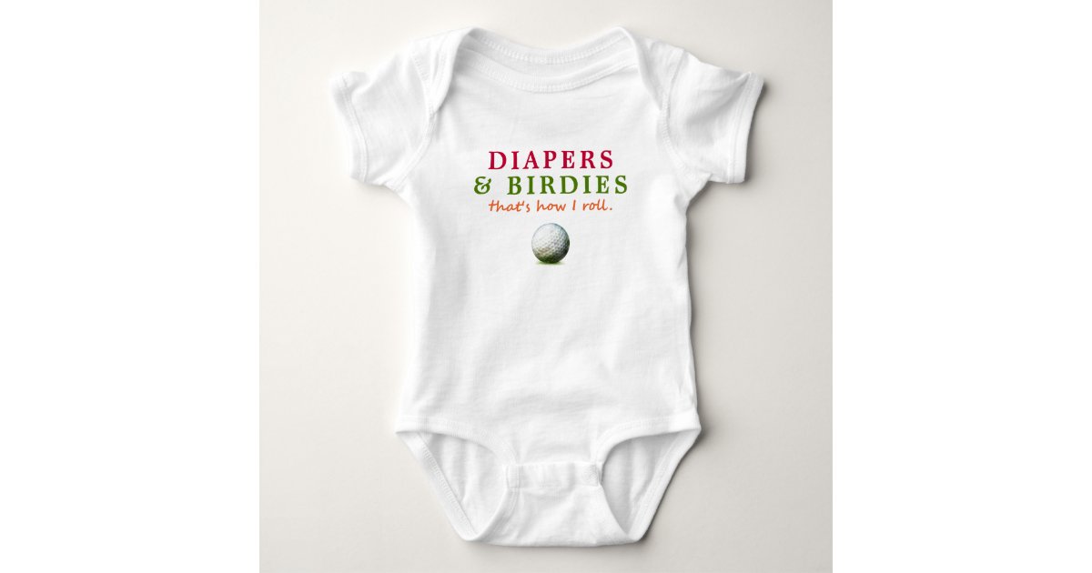 Funny Golf Diapers and Birdies Baby Bodysuit | Zazzle