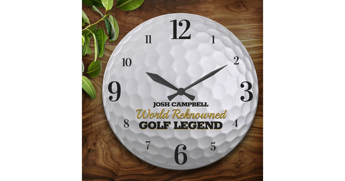 Funny Golf Legend Golf Ball Personalized Large Clock | Zazzle